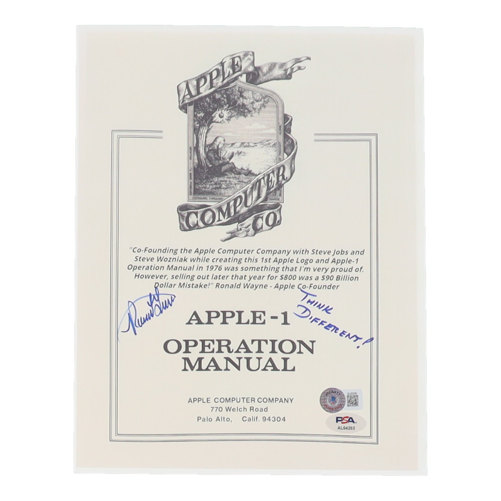 Ronald Wayne Signed 8x10 Photo Inscribed "Think Different!" (Beckett ...
