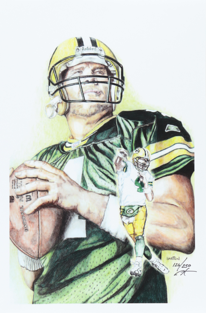 Brett Favre - Packers - Brian Barton Signed 12x18 LE Lithograph #/250 ...