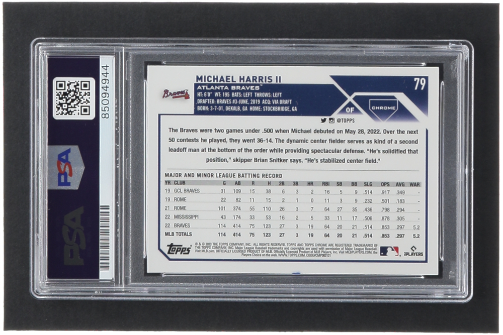 Michael Harris II Signed 2023 Topps Chrome #79 RC (PSA) | Pristine Auction