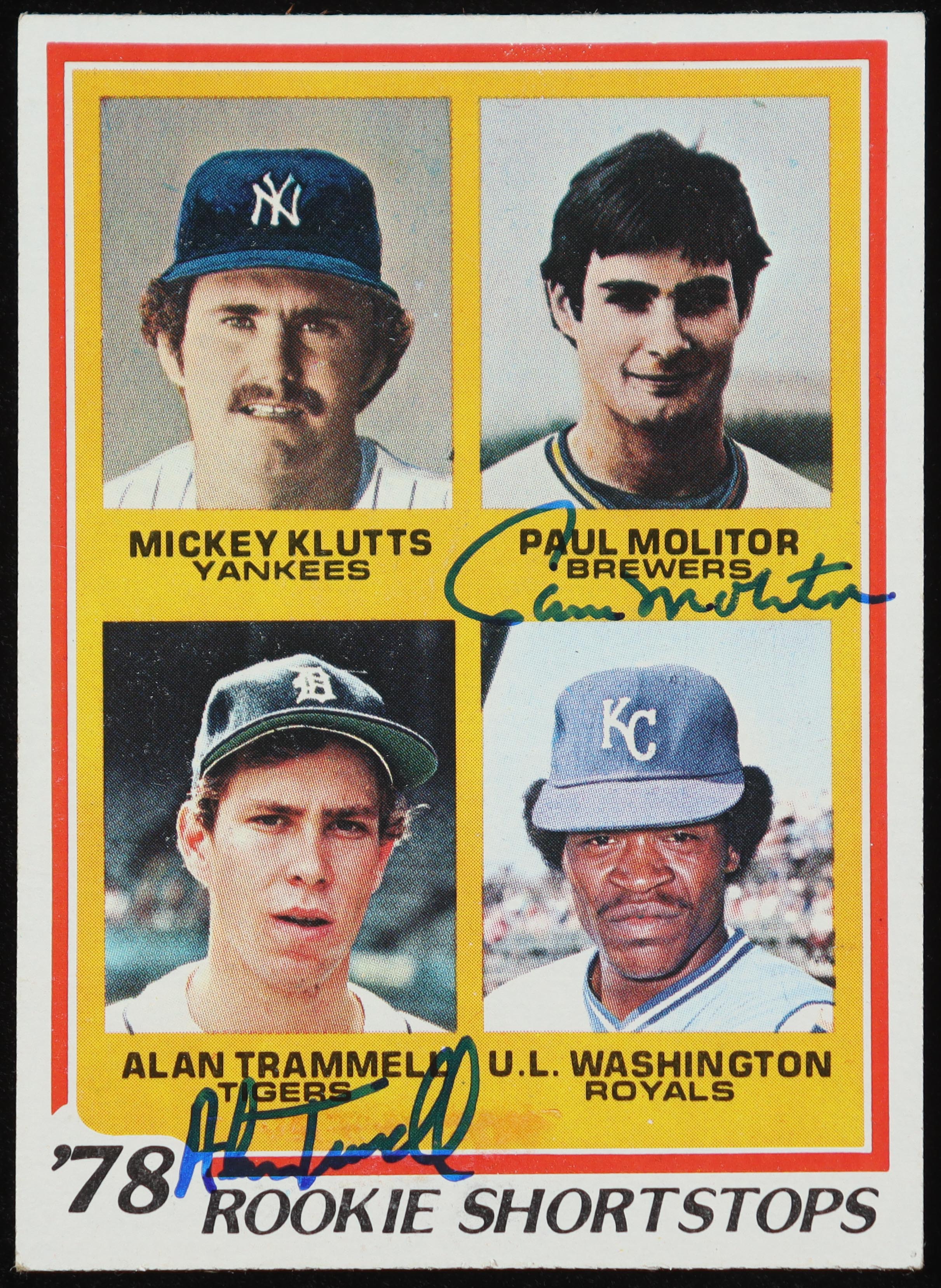 Paul Molitor & Alan Trammell Signed 1978 Topps #707 Rookie Shortstops ...