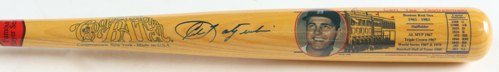 Carl Yastrzemski Signed Cooperstown Commemorative Player Stat Baseball ...