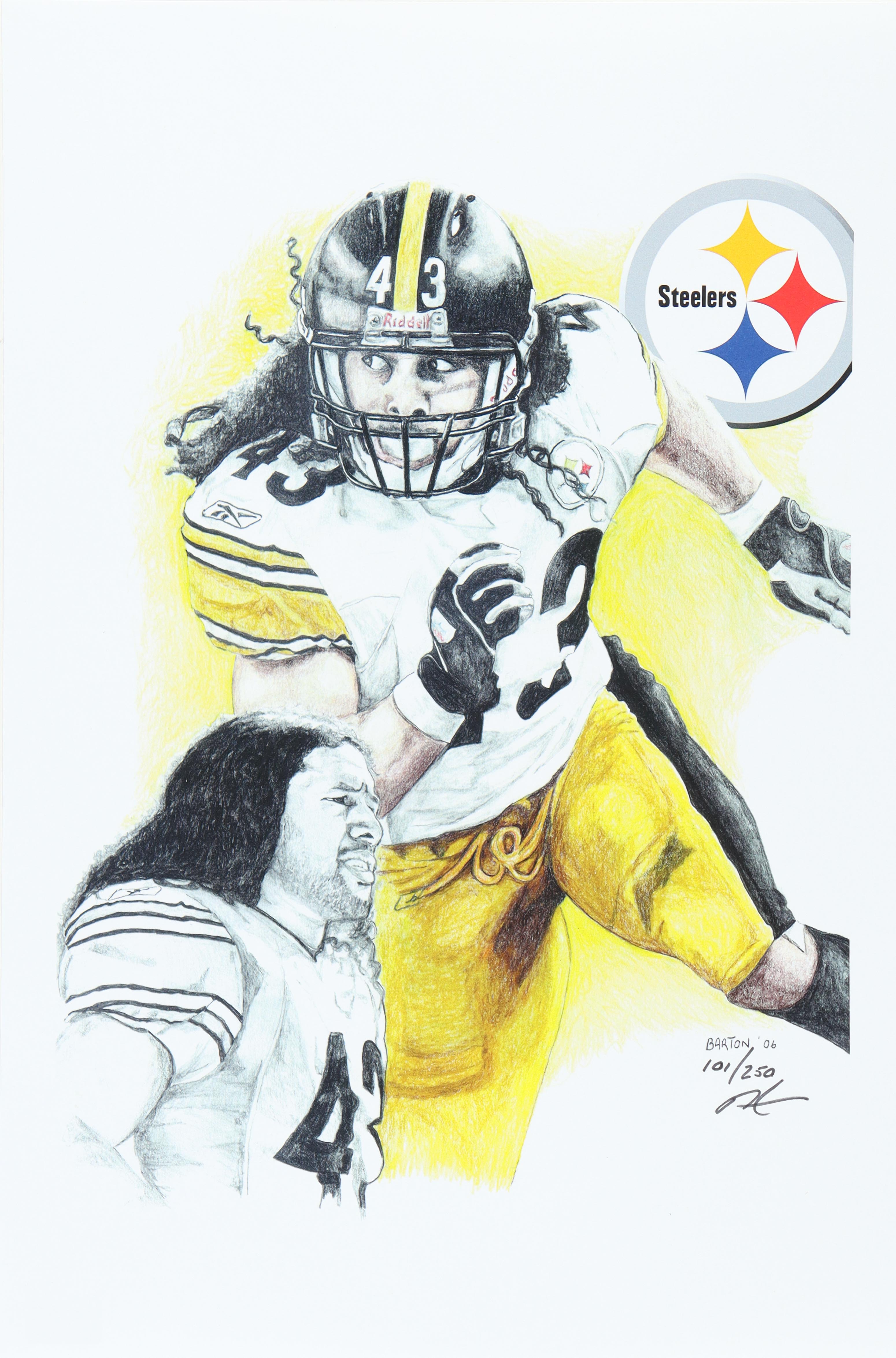 "Troy Polamalu" Steelers LE 12x18 Lithograph By Brian Barton #/250 (PA ...