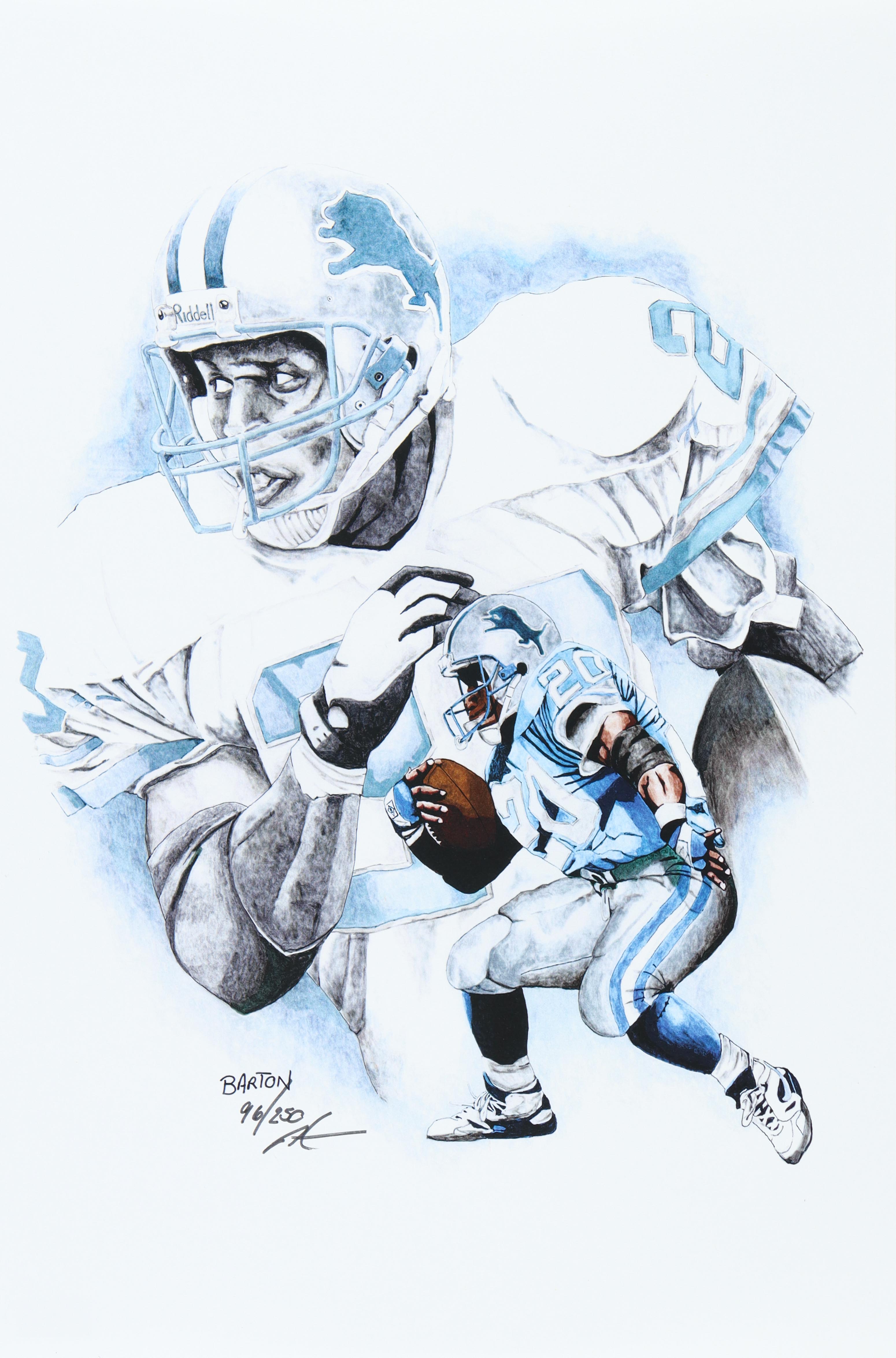 "Barry Sanders" Lions LE 12x18 Lithograph by Brian Barton #/250 (PA ...