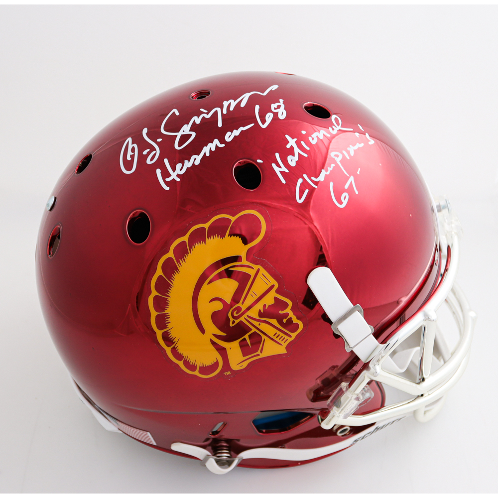 O.J. Simpson Signed USC Trojans Full-Size Chrome Helmet Inscribed ...