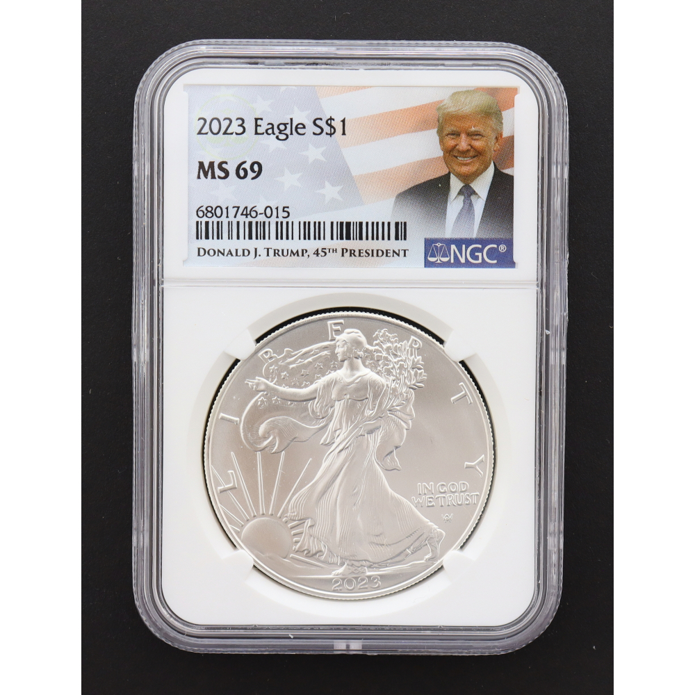 2023 American Silver Eagle - Donald Trump 45th President Label (NGC ...