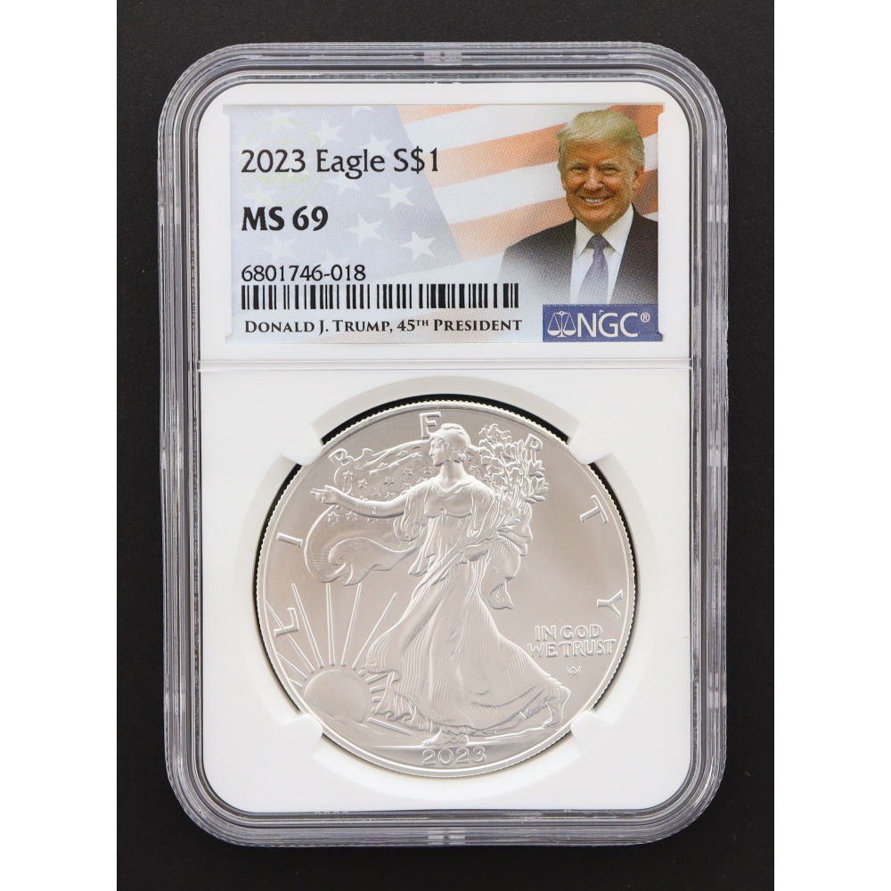 2023 American Silver Eagle - Donald Trump 45th President Label (NGC ...