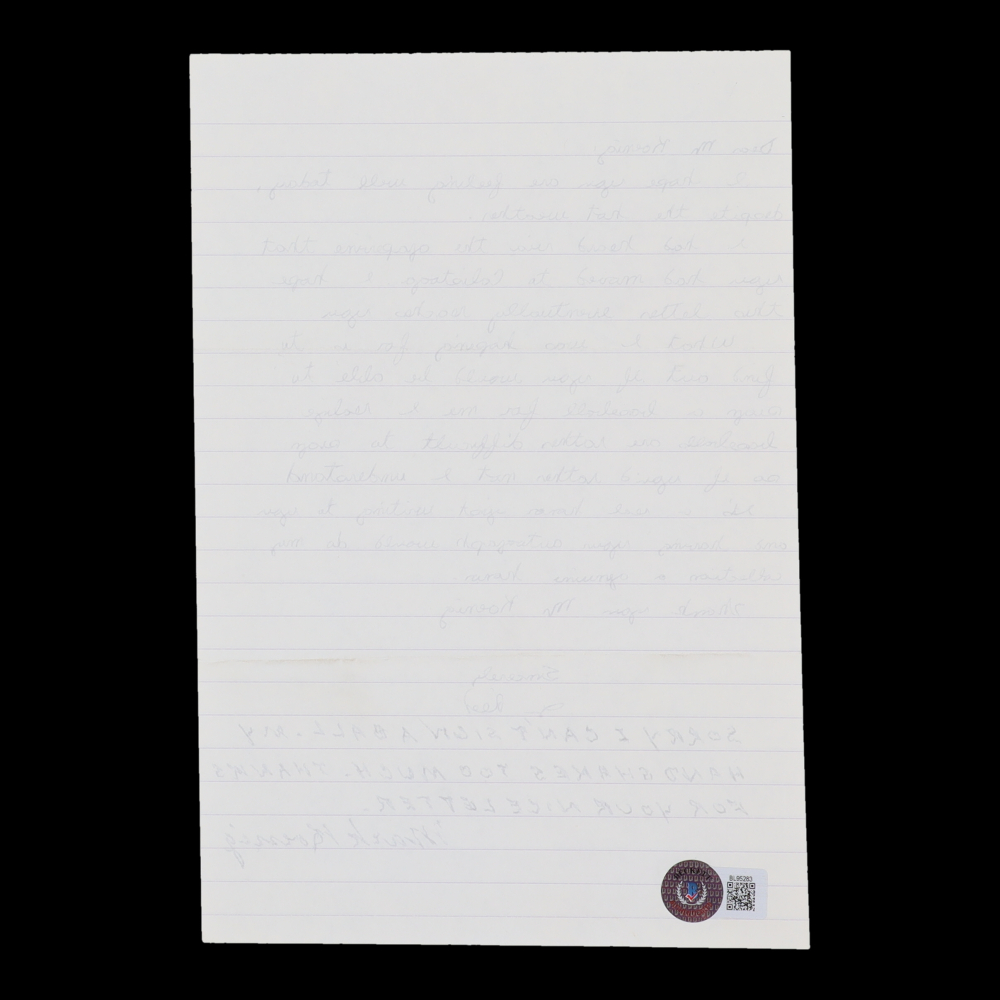 Mark Koenig Signed Handwritten Letter (Beckett) | Pristine Auction