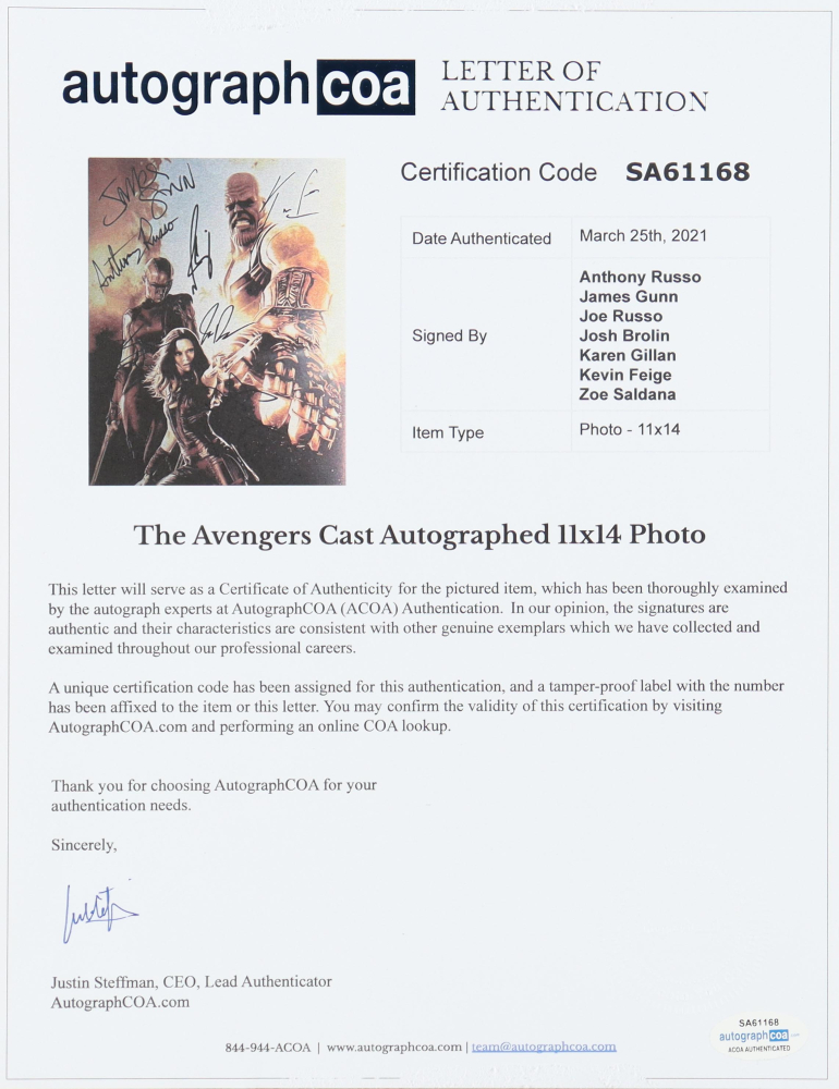 Marvel Avengers Endgame Custom Framed Photo Cast-Signed by (7) with ...
