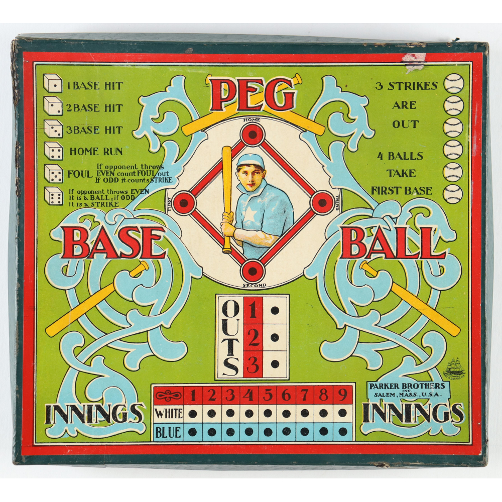 1910 Parker Brothers Vintage Peg Baseball Game In Original Box ...