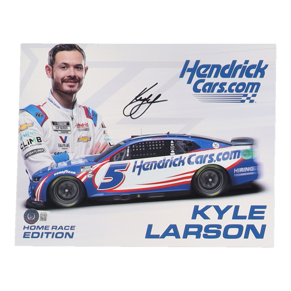 Kyle Larson Signed NASCAR 8x10 Flyer (Beckett) | Pristine Auction