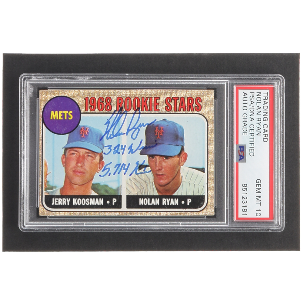 Nolan Ryan Signed 1968 Topps #177 Rookie Stars RC Inscribed "324 Wins ...