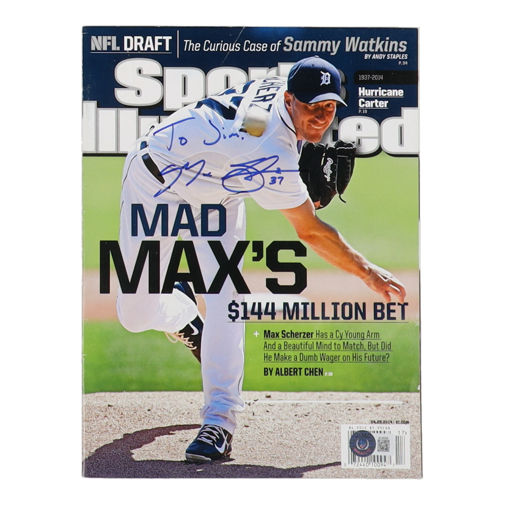 Max Scherzer Signed 2014 Sports Illustrated Magazine (Beckett ...