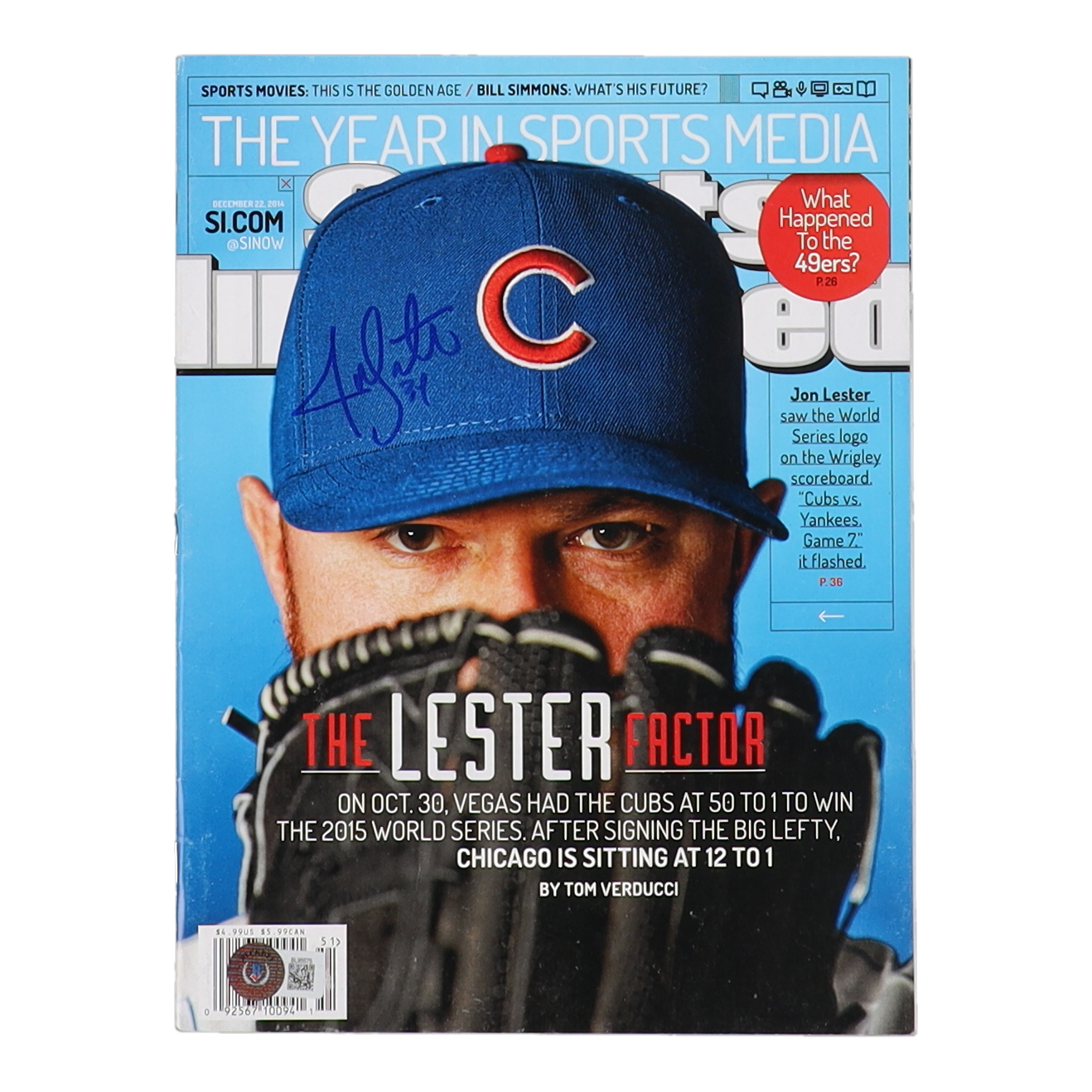 Jon Lester Signed 2014 Sports Illustrated Magazine (Beckett) | Pristine ...