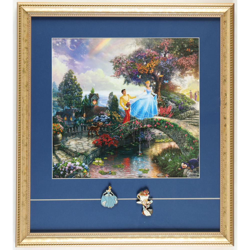 Thomas Kinkade "Cinderella" Custom Framed Print Display with (3) Disney ...
