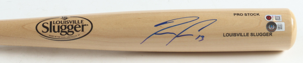 Ronald Acuna Jr. Signed Louisville Slugger Baseball Bat with Display ...