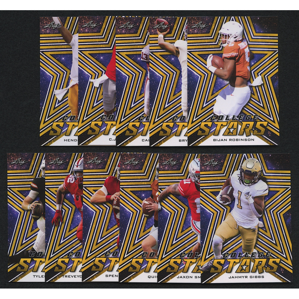 2022 Leaf College Stars Rare Gold Parallel Complete Set of (11) Cards ...