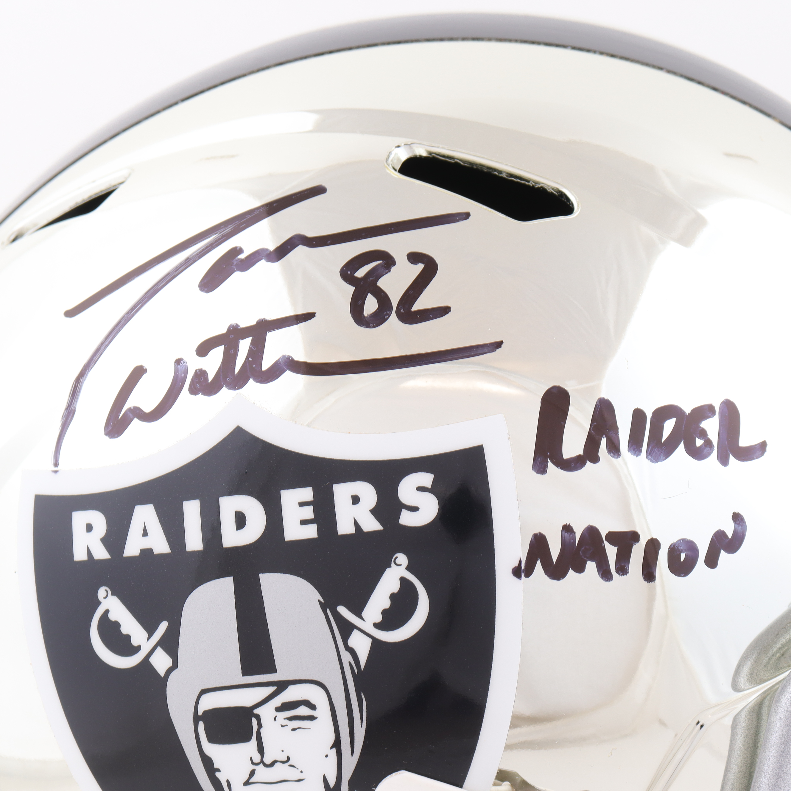 Jason Witten Signed Raiders Full-Size Chrome Speed Helmet Inscribed ...