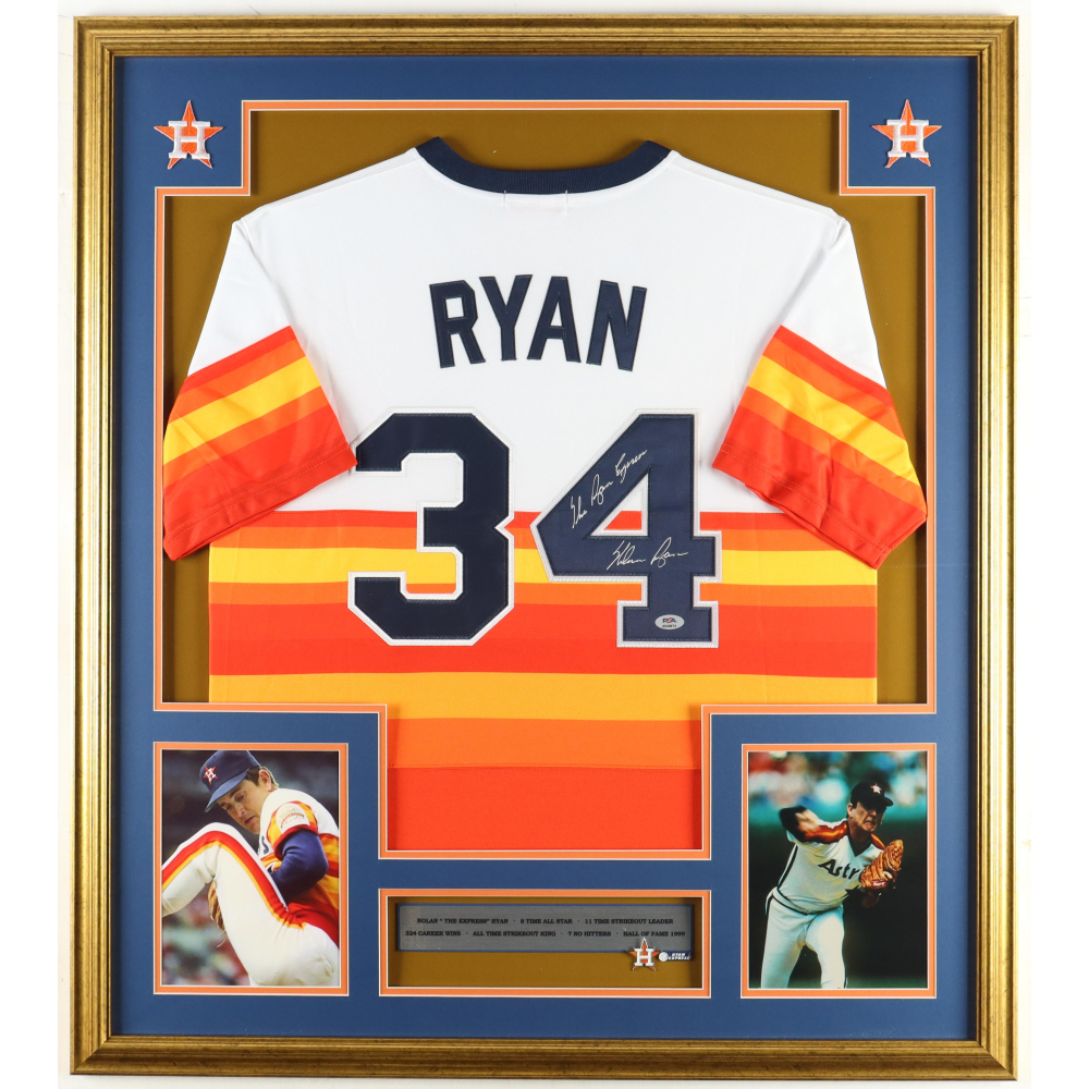 Nolan Ryan Signed Custom Framed Jersey Display With "Ryan Express ...