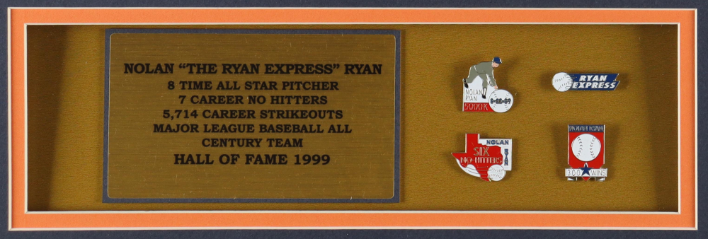 Nolan Ryan Signed Custom Framed Jersey Display With (4) Career Stat ...