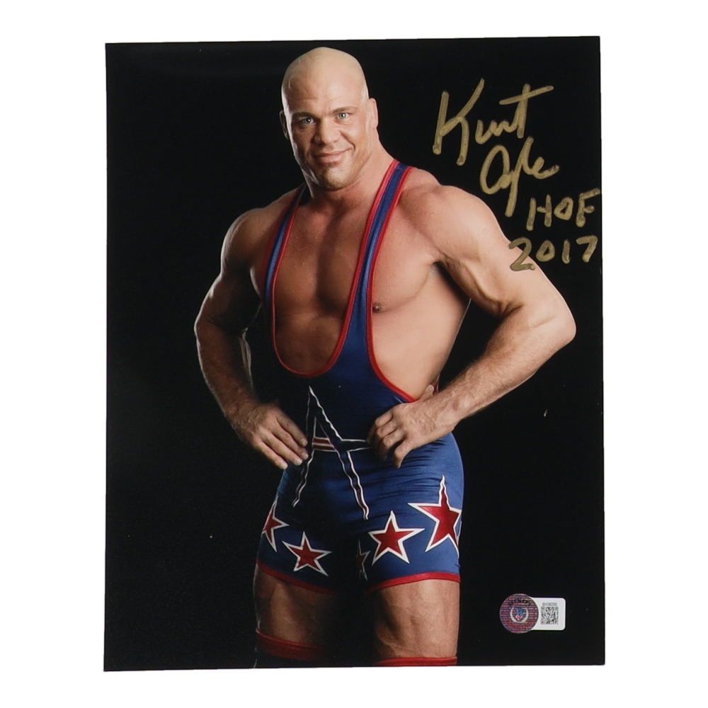 Kurt Angle Signed WWE 8x10 Photo Inscribed "HOF 2017" (Beckett ...