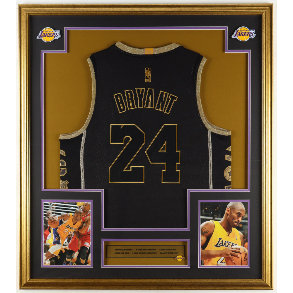 Kobe Bryant Custom Framed Jersey Display With Lakers Logo Pin ...