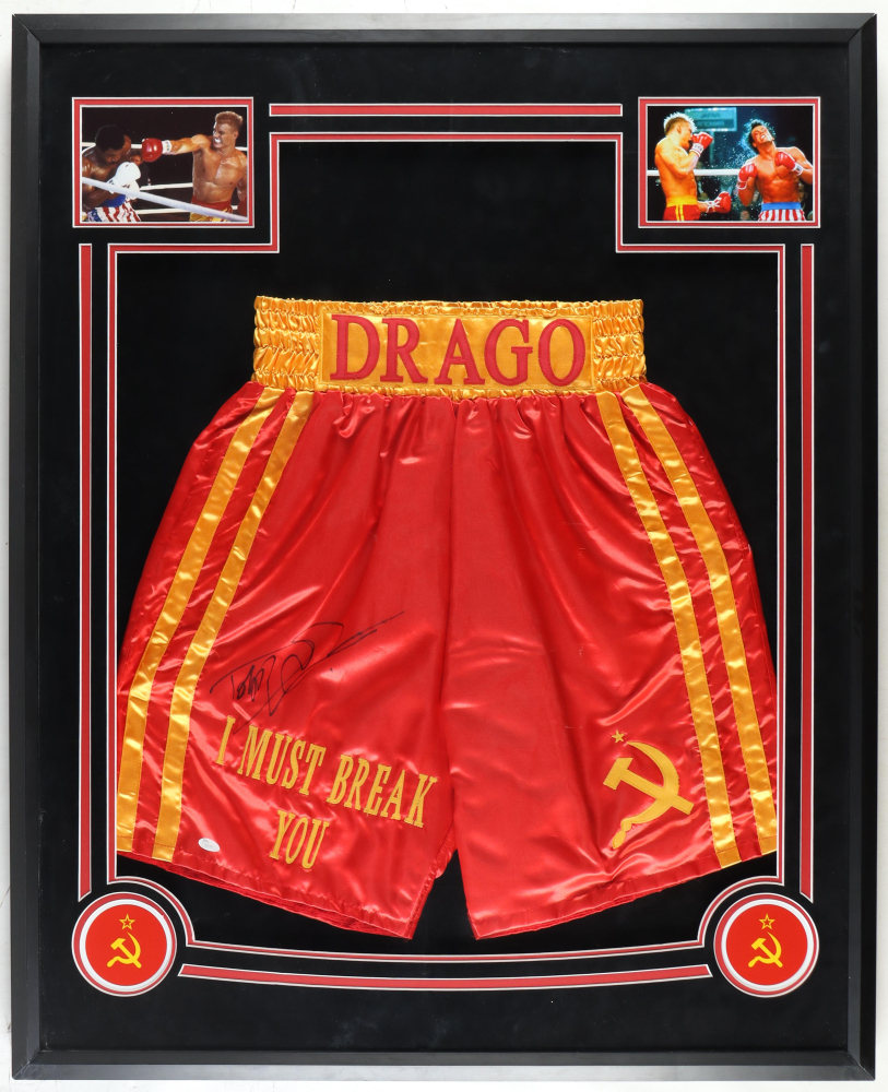 Dolph Lundgren Signed "Rocky IV" Custom Framed Boxing Trunks Display ...