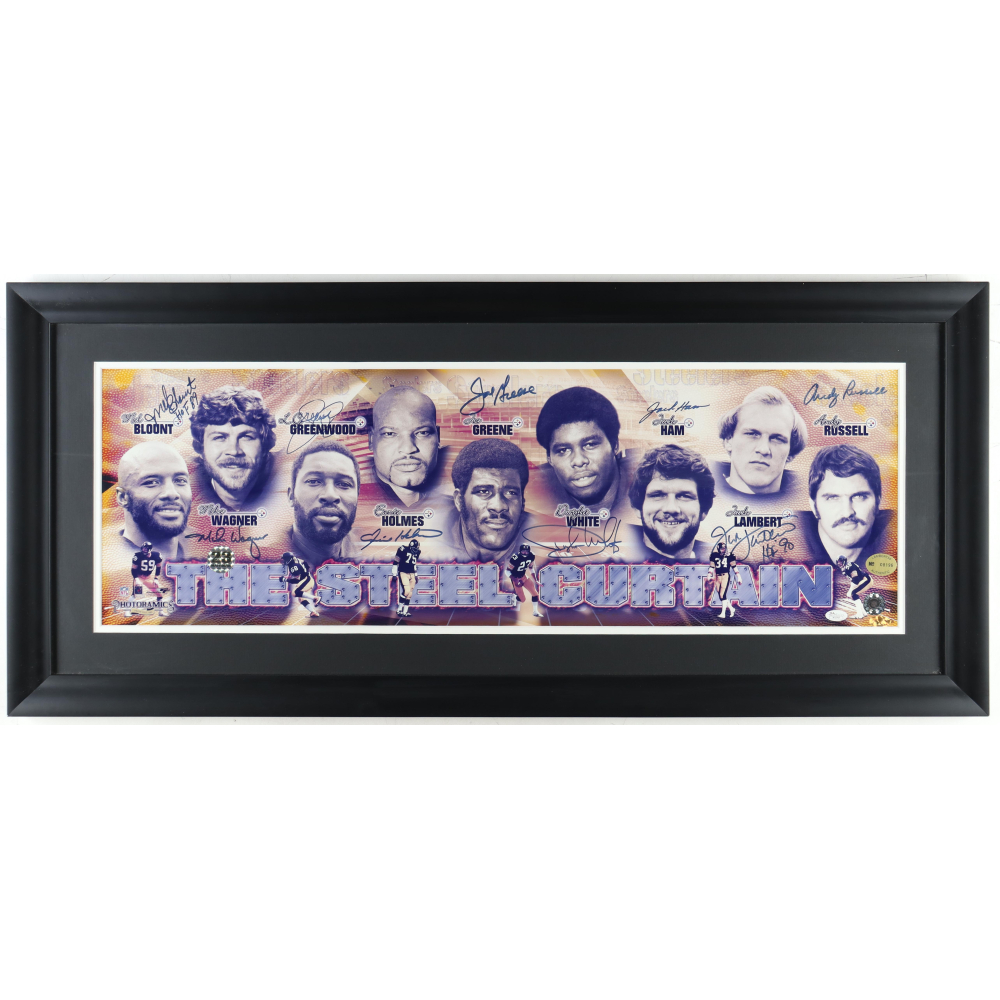 Steelers Custom Framed Matted Lithograph Display Signed by (9) with ...