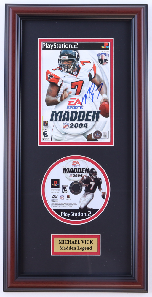 Michael Vick Signed Custom Framed "Madden 2004" Video Game Booklet ...