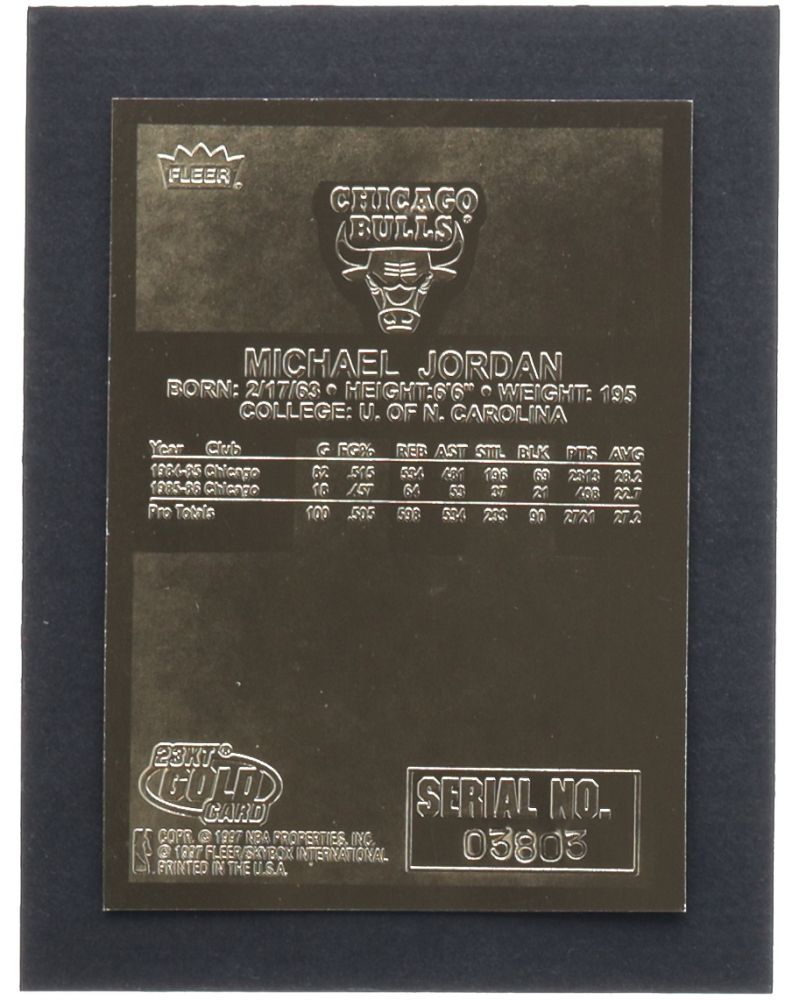 Michael Jordan 1997 Fleer Premier Holo Prism Refractor 23Kt Gold Card ...