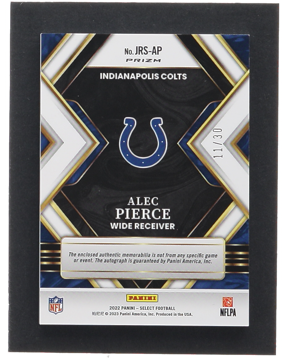Alec Pierce 2022 Select Jumbo Rookie Signature Swatches Prizm Neon ...