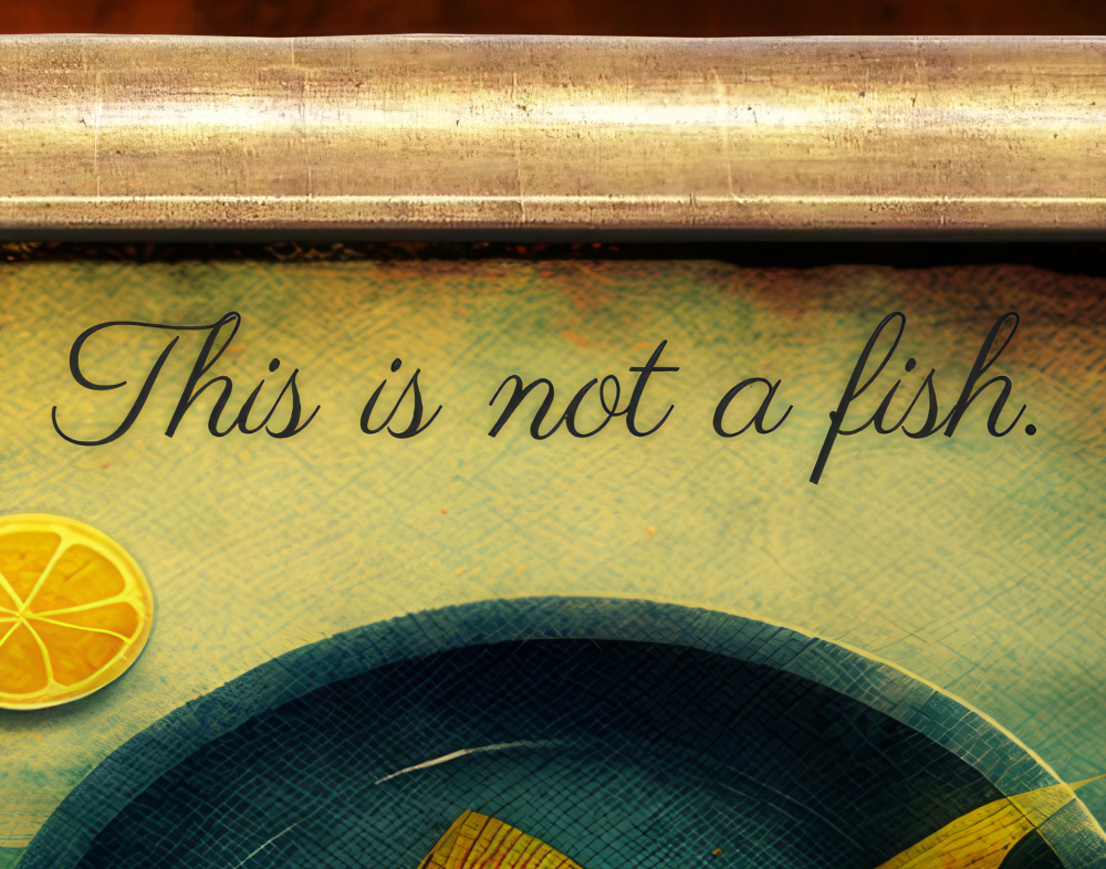 Arvydas Gaiciunas / Retne Signed "This is not a Fish, this is a Dish ...