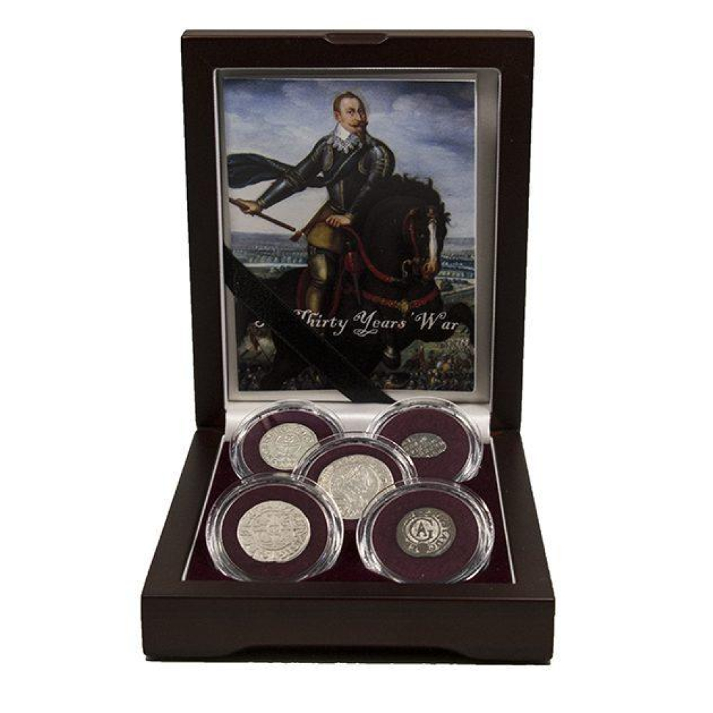 Set of (5) "Thirty Years" Coins with Deluxe Wooden Display Box ...