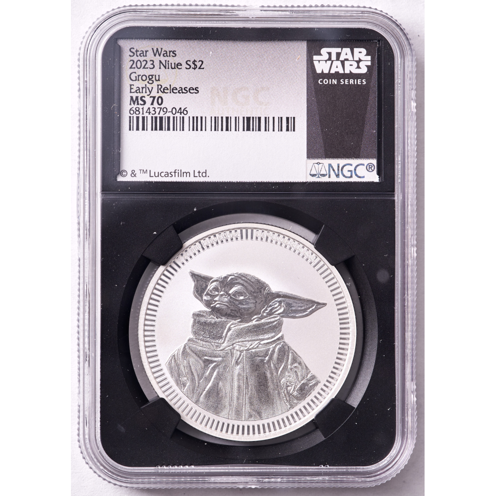 2023 Niue Star Wars Grogu "Baby Yoda" 1 oz .999 Fine Silver $2 Coin ...