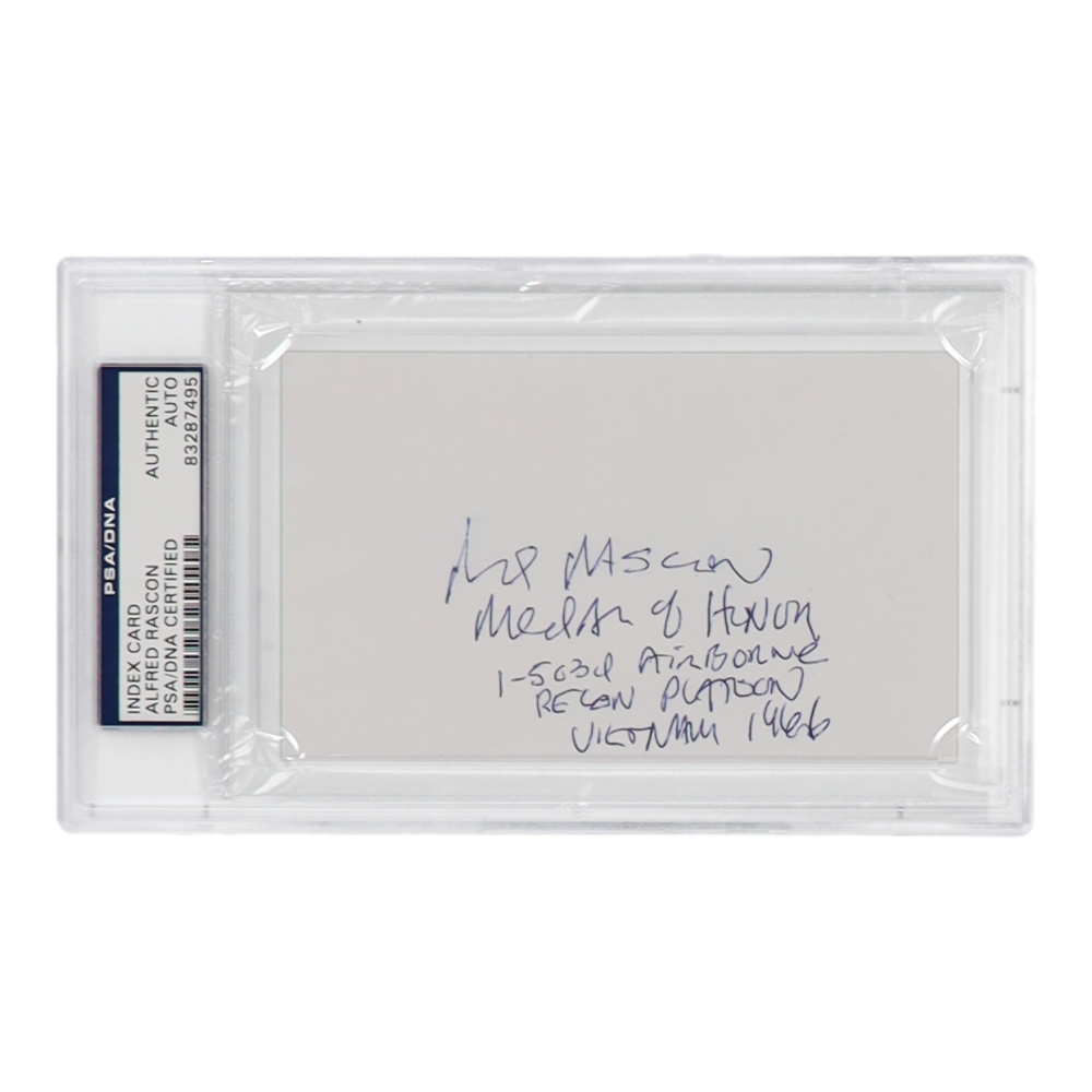 Alfred Rascon Signed Index Card with Service Record Inscription (PSA ...
