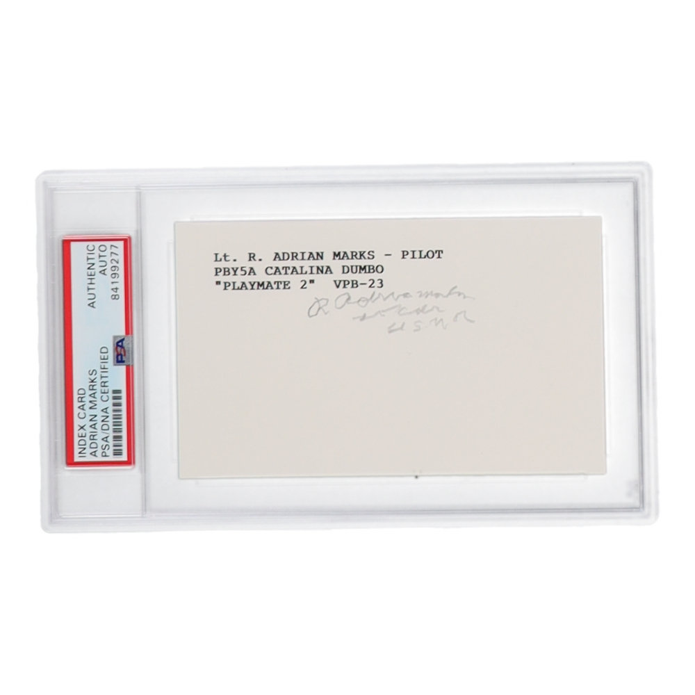 Adrian Marks Signed Index Card with Service Record Inscription (PSA ...