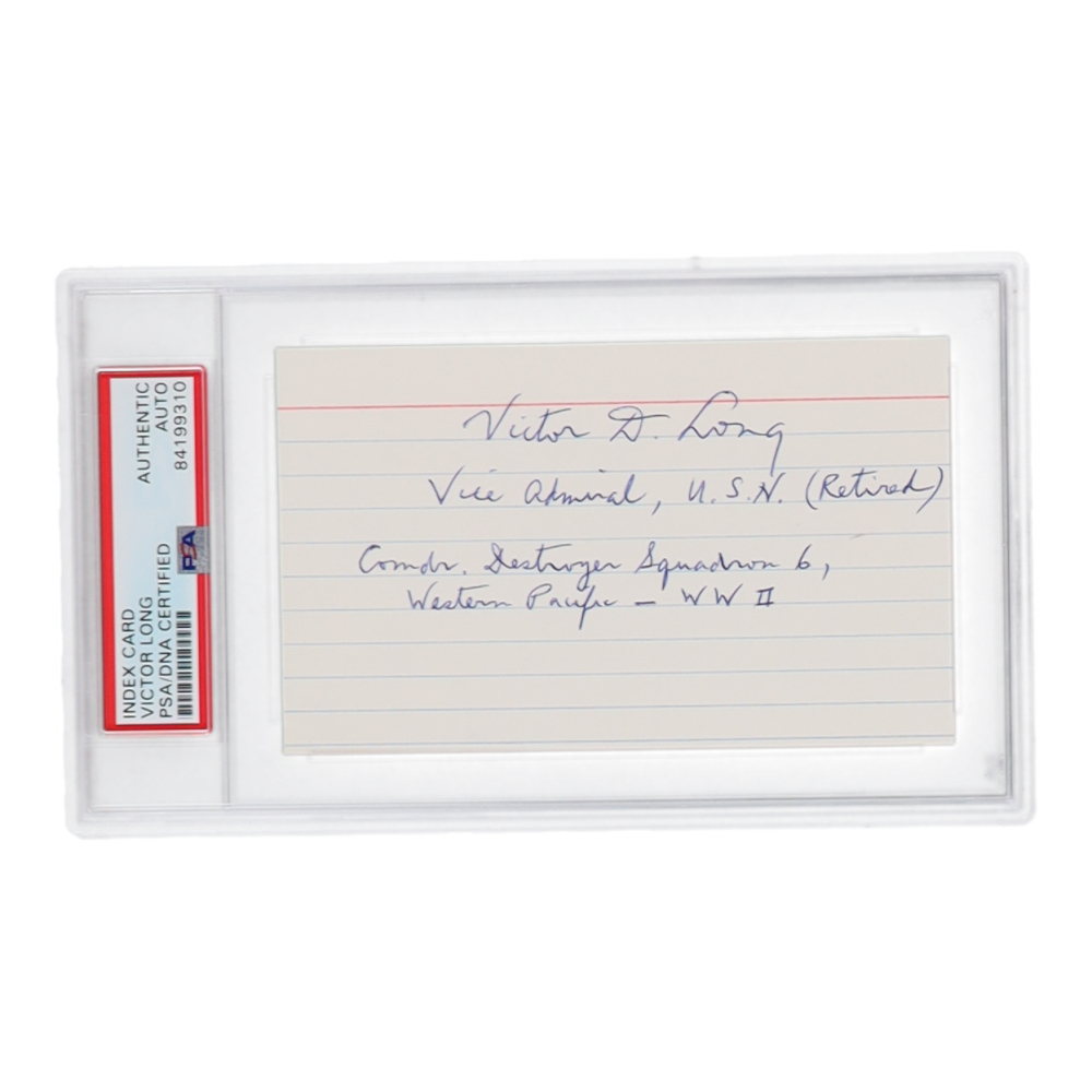 Victor D. Long Signed Index Card with Service Record Inscription (PSA ...