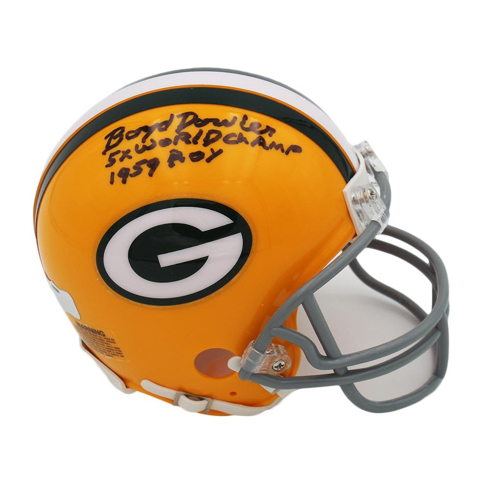 Boyd Dowler Signed Packers Throwback Mini Helmet Inscribed "5x World ...