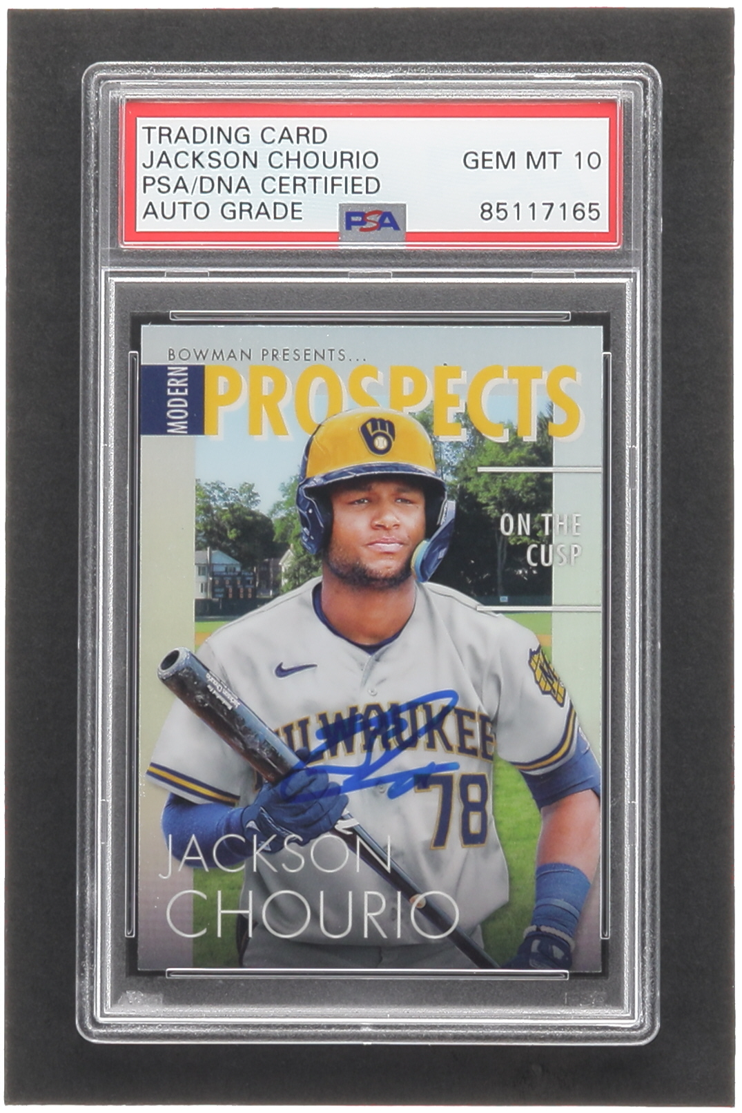 Jackson Chourio Signed 2023 Bowman Chrome Modern Prospect #MP12 (PSA ...
