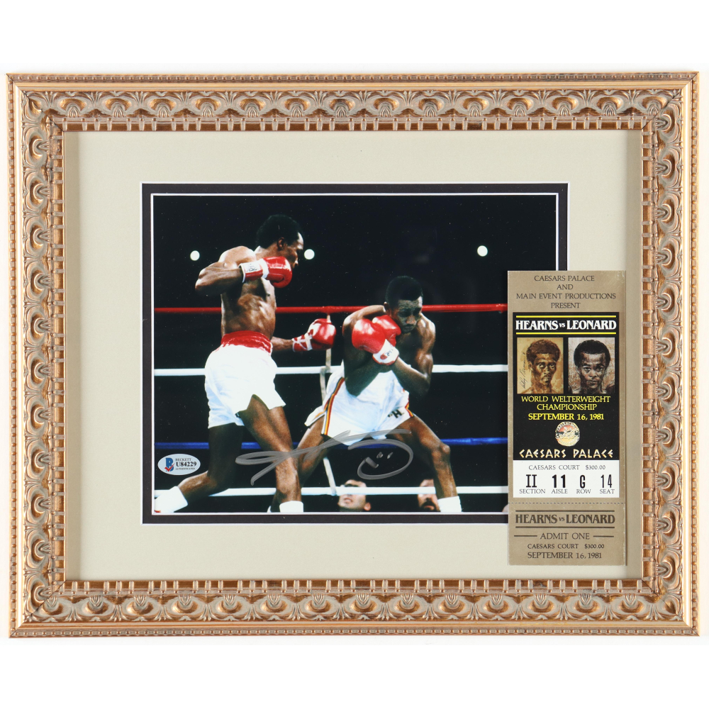 Sugar Ray Leonard Signed Custom Framed Photo Display With Original 1981 ...