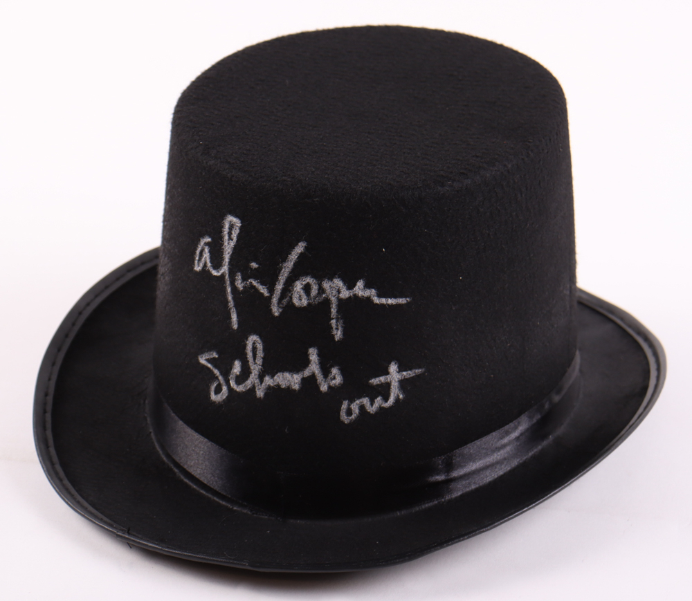 Alice Cooper Signed Top Hat Inscribed "School's Out" (Beckett ...