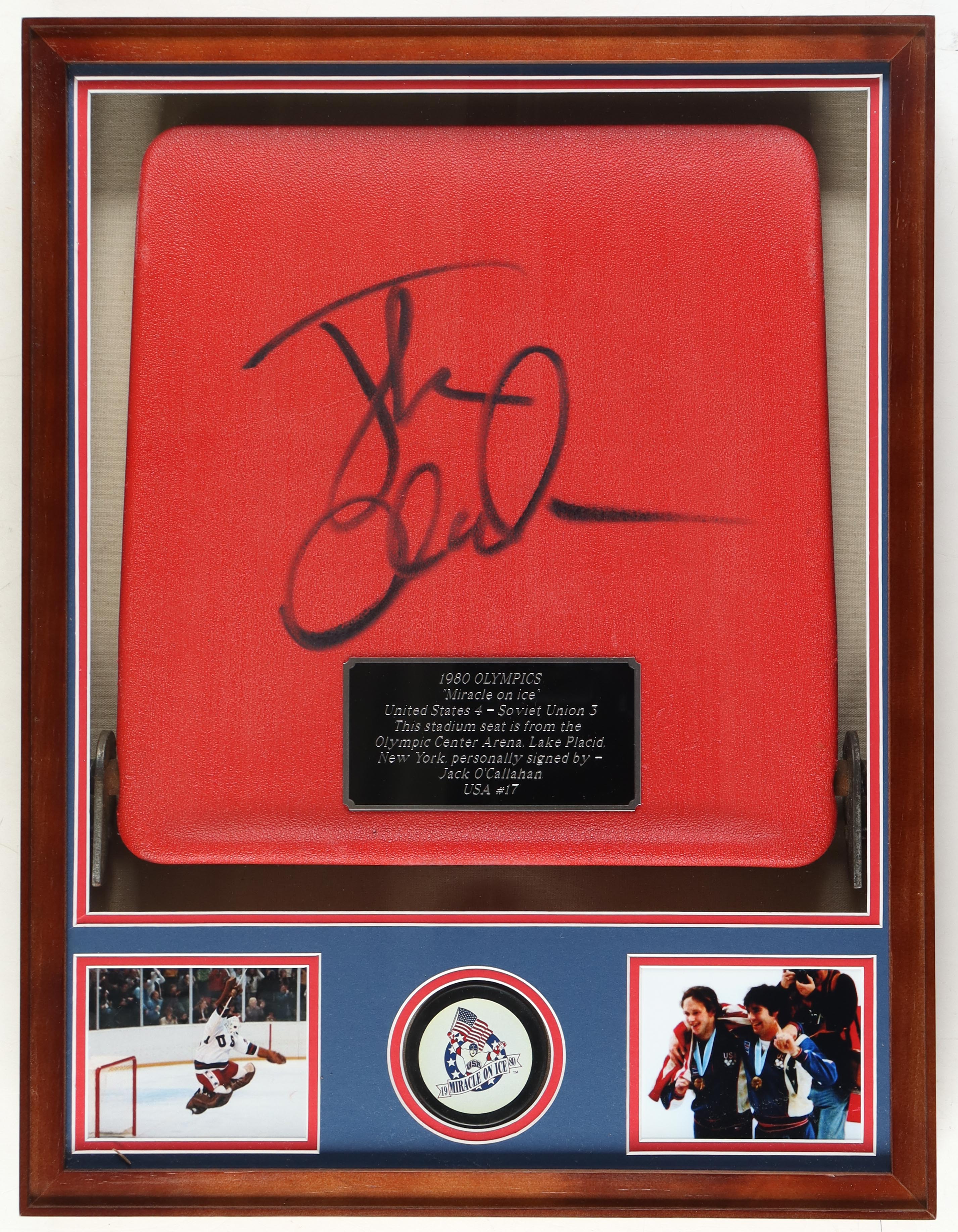 Jack O'Callahan Signed "Miracle On Ice" Custom Framed Shadowbox Seat ...