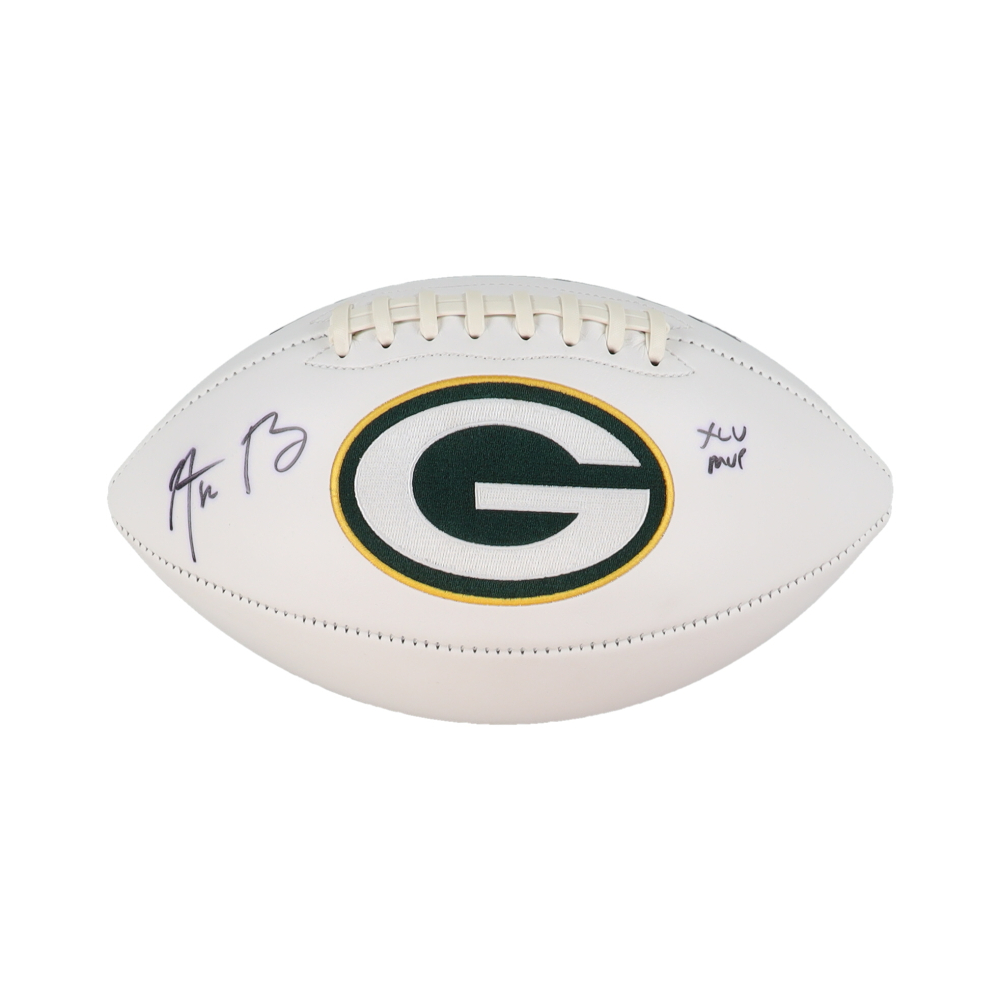Aaron Rodgers Signed Packers Logo Football Inscribed "XLV MVP" (Steiner ...