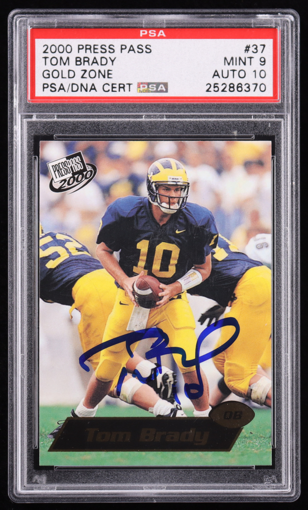 Tom Brady Signed 2000 Press Pass Gold Zone #37 RC (PSA 9 | Autograph ...