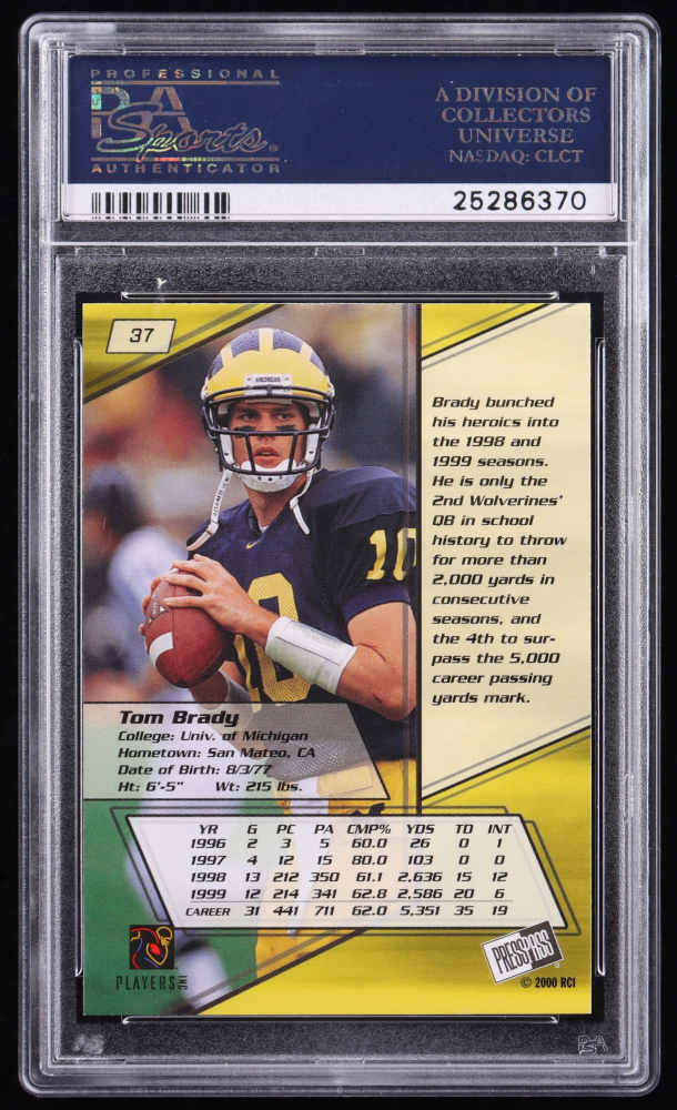 Tom Brady Signed 2000 Press Pass Gold Zone #37 RC (PSA 9 | Autograph ...