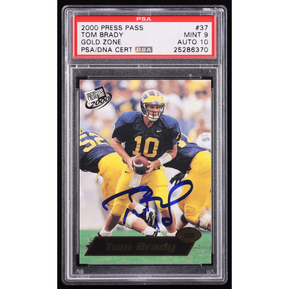 Tom Brady Signed 2000 Press Pass Gold Zone #37 RC (PSA 9 | Autograph ...