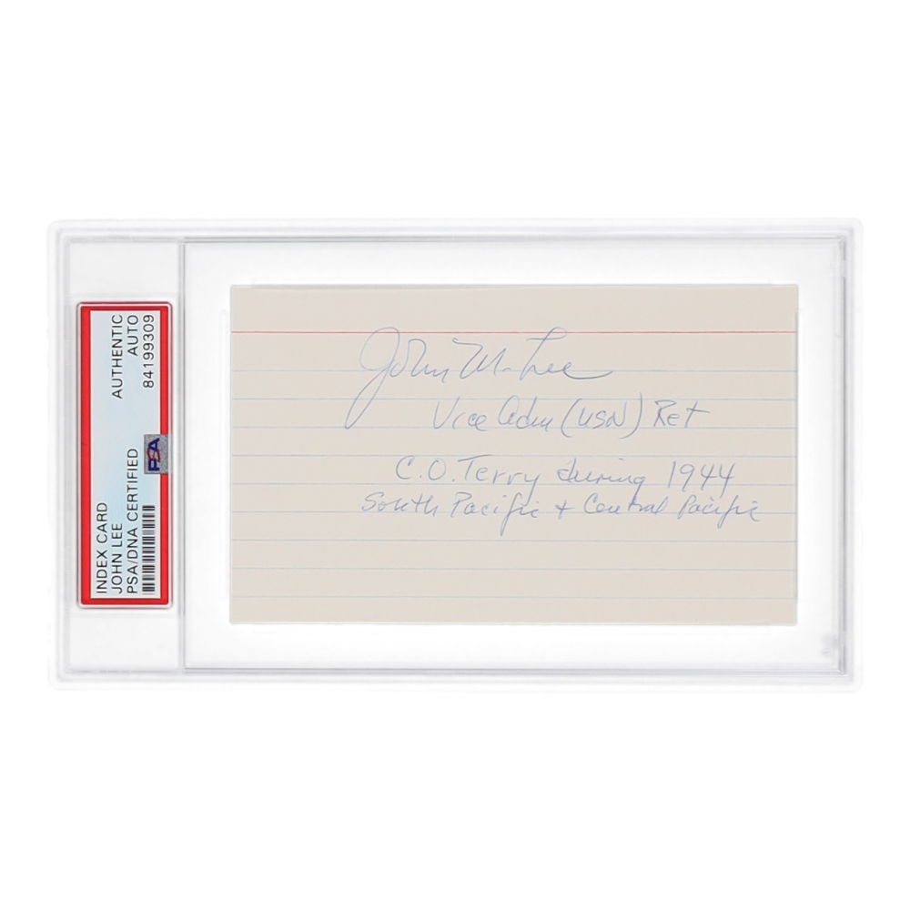 John Lee Signed 3x5 Index Card with Service Record Inscription (PSA ...