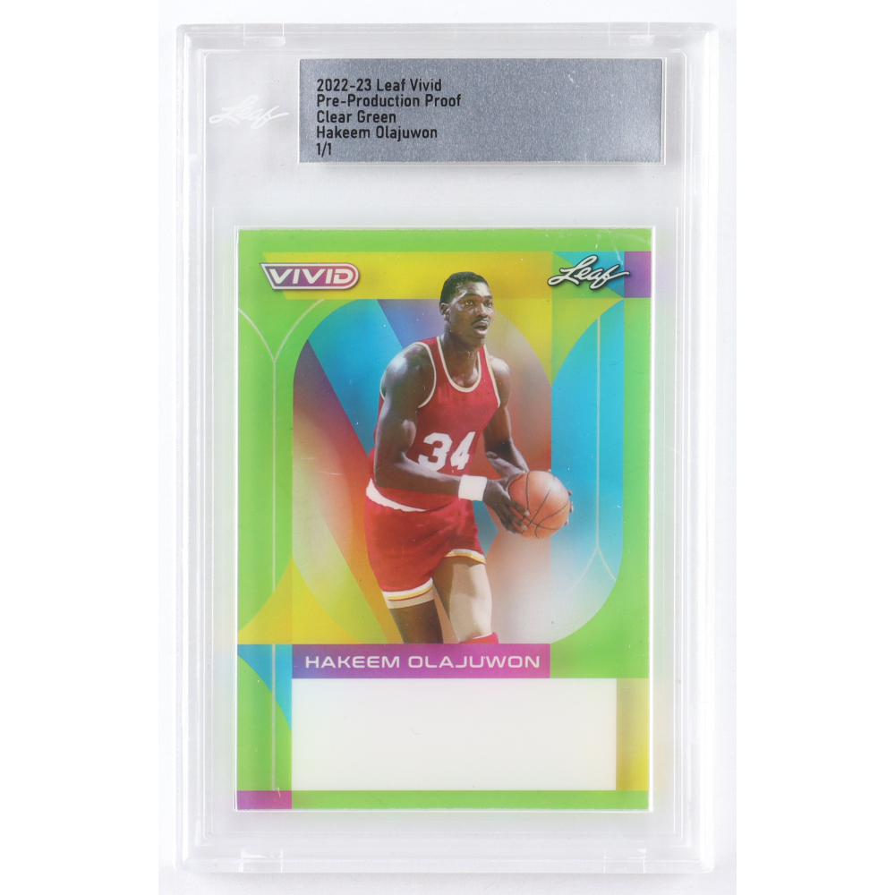 Hakeem Olajuwon 2022 Leaf Vivid Pre-Production Proof Clear Green #1/1 ...