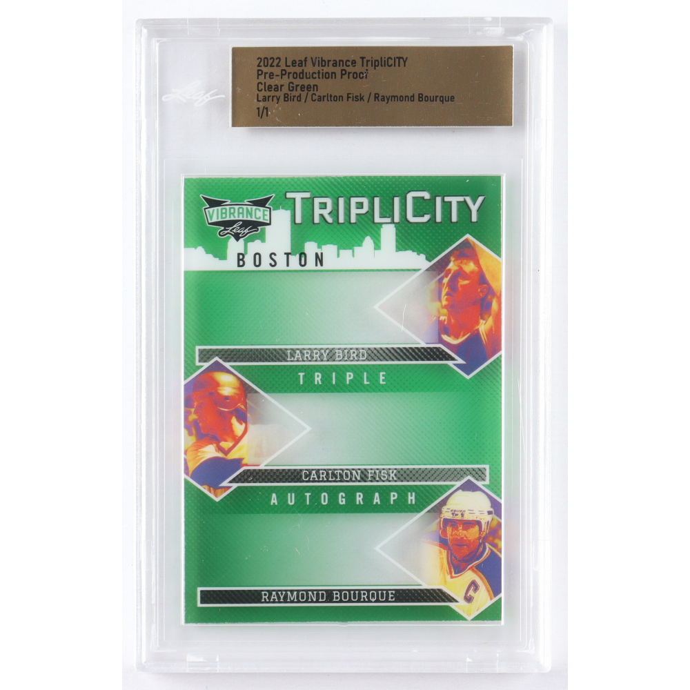 Larry Bird / Carlton Fisk / Raymond Bourque 2022 Leaf Vibrance ...