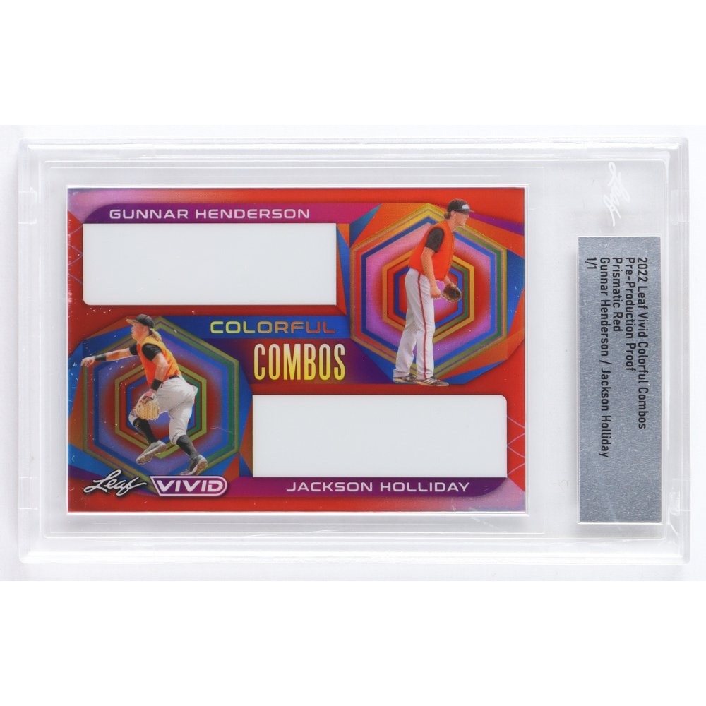 Gunnar Henderson / Jackson Holliday 2022 Leaf Vivid Colorful Combos Pre ...