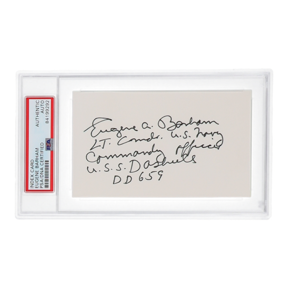 Eugene A. Barham Signed 3x5 Index Card with Service Record Inscription ...